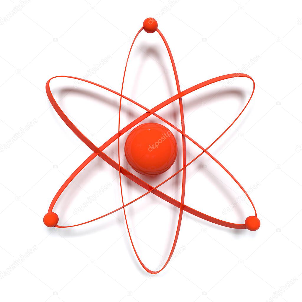 Icono de átomo. Símbolo de ciencia, educación, física nuclear ...