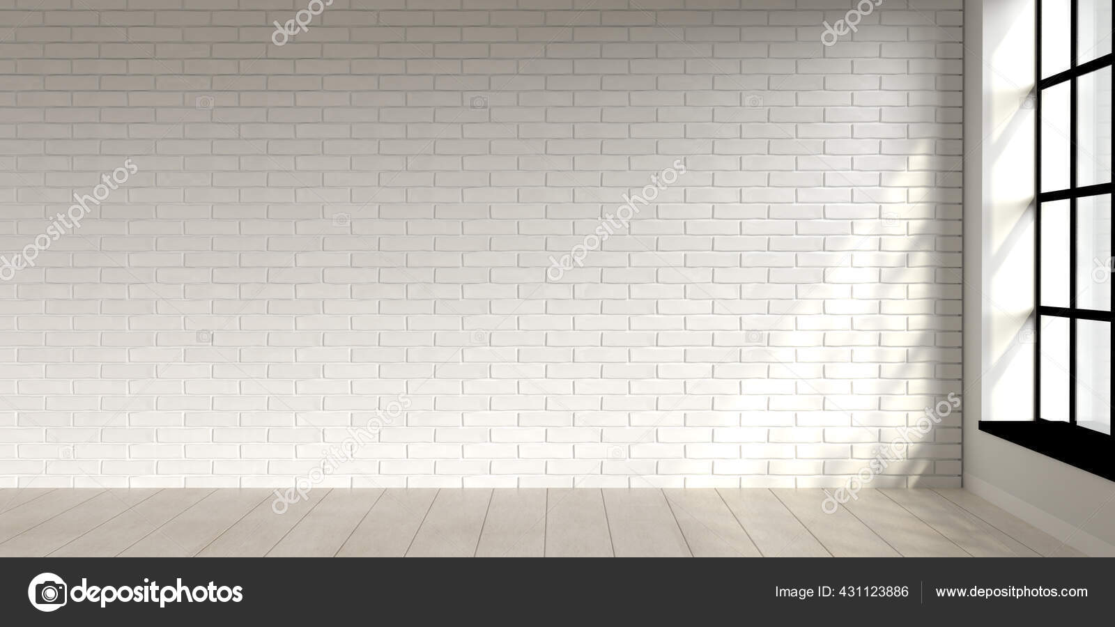 White Brick Wall Loft Style Room Scene Minimal Living Room Stock Photo ...
