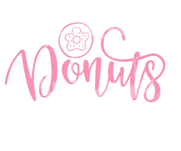 White Donuts Lettering Doughnut Drawing Black Background Stock Vector ...