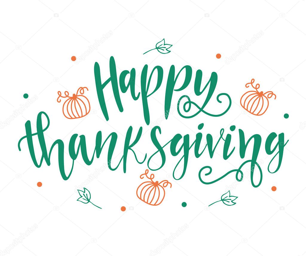 felices letras de acción de gracias sobre fondo blanco, ilustración ...
