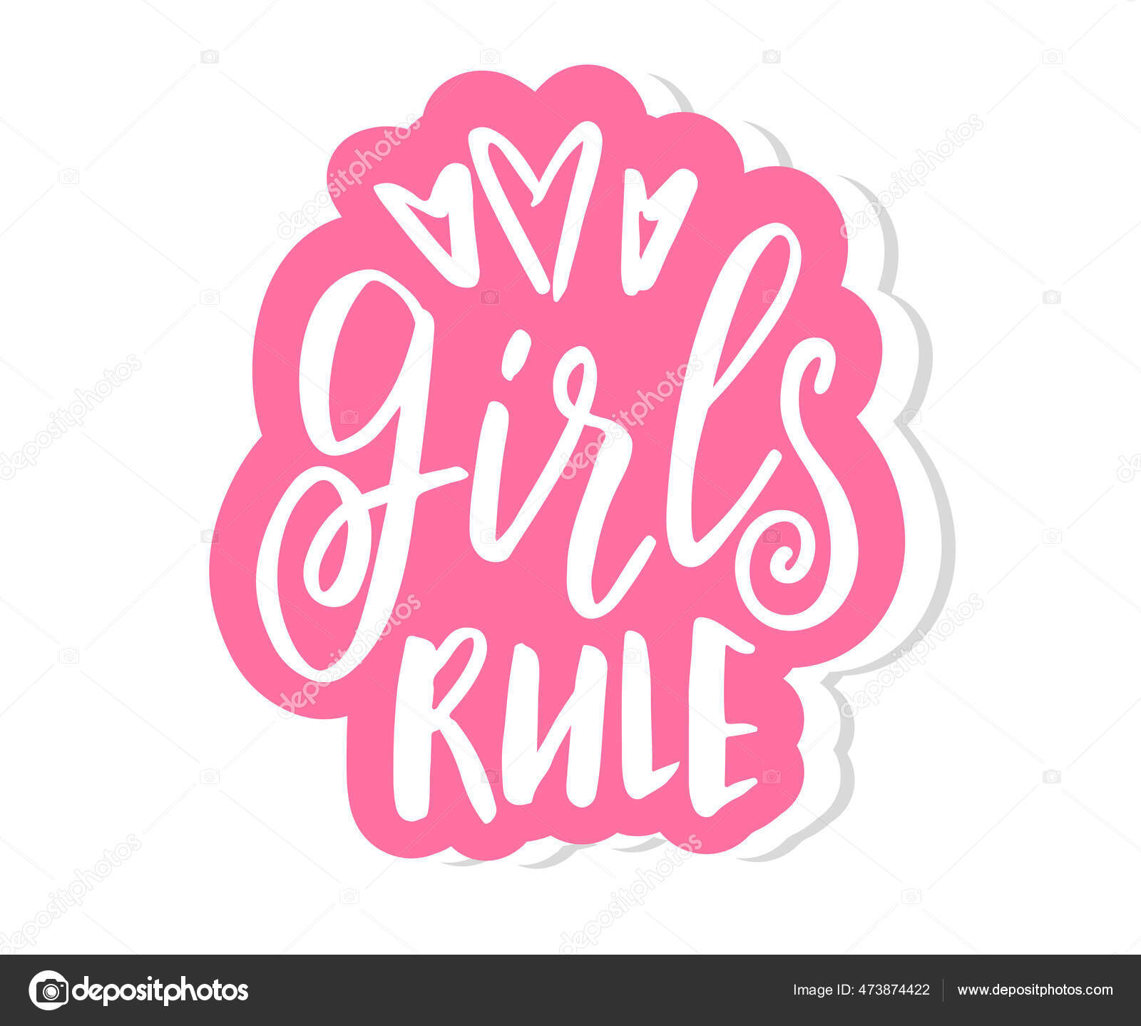 Girls Rule Lettering Vector Illustration Stock Illustration by ...