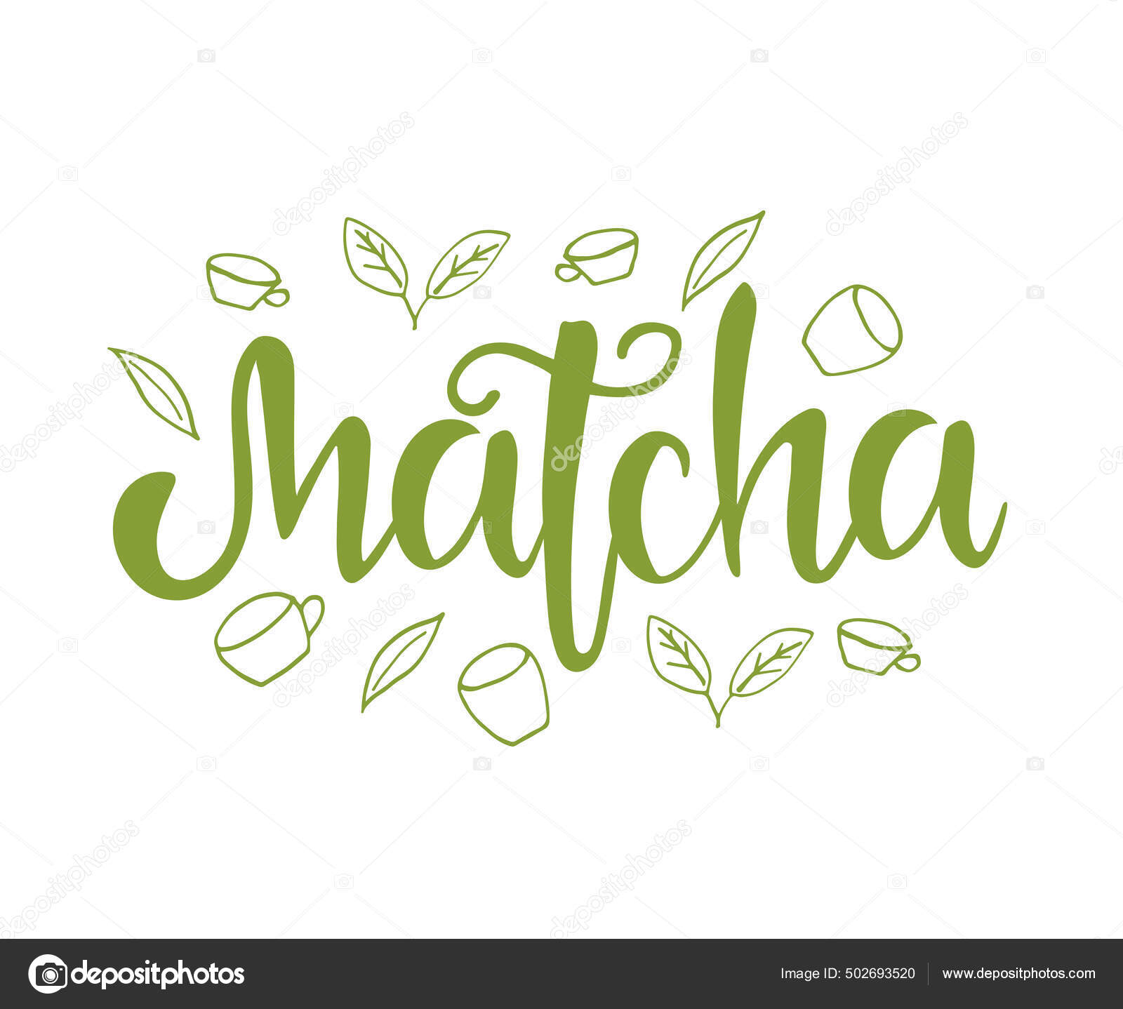 Matcha Texto Sobre Fondo Blanco Ilustración Vectorial Vector de stock ...