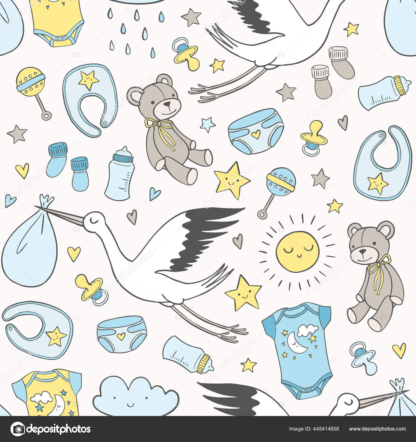 Cute Background Cartoon Baby Tools Vector Illustration Stock Vector by ...