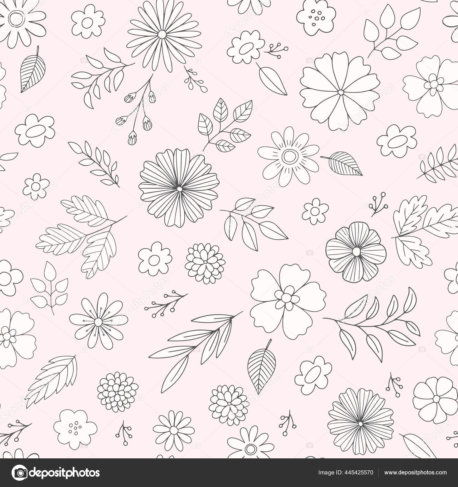 Cute Background Cartoon Flowers Vector Illustration Stock Vector by ...