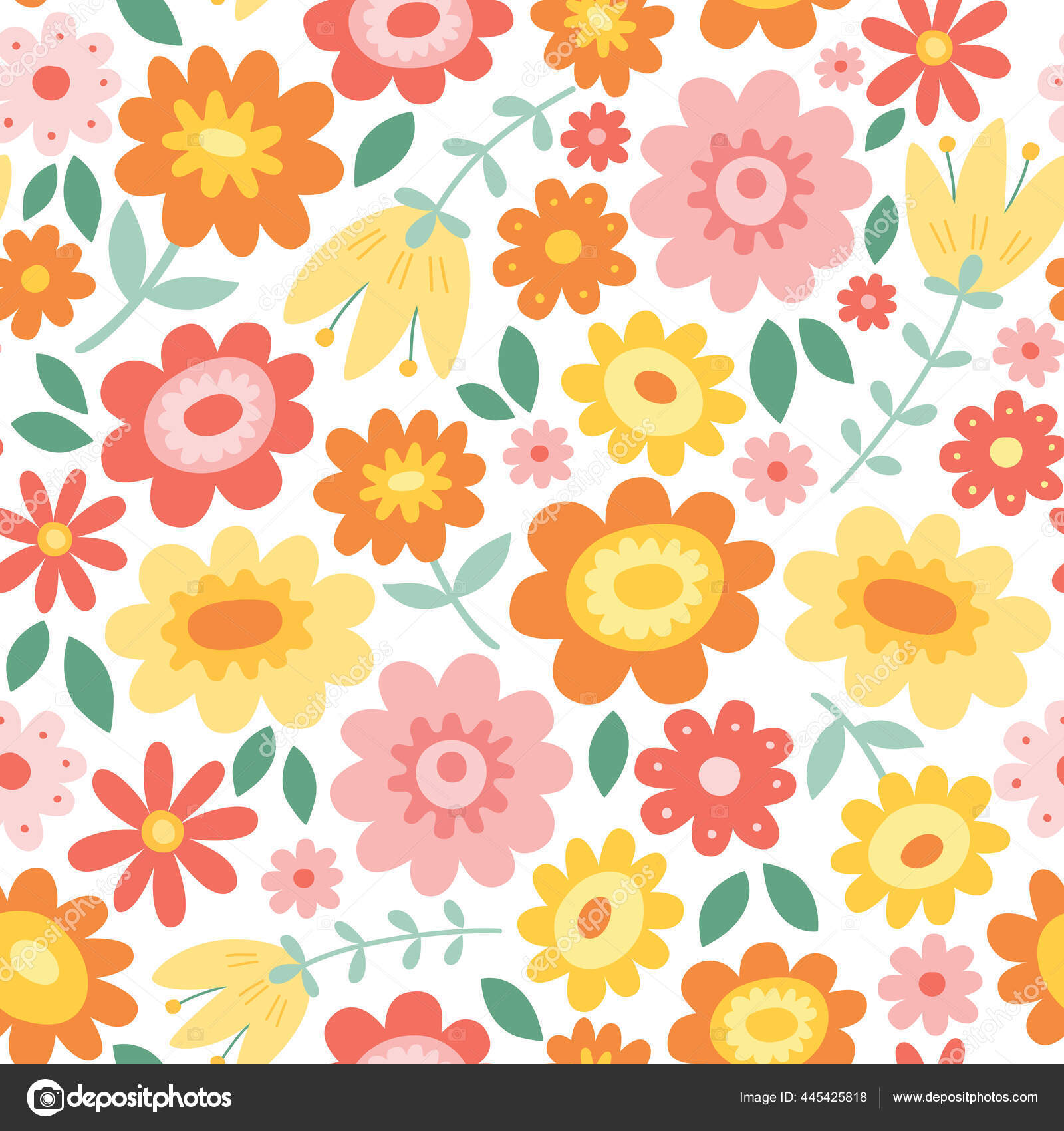 Cute Cartoon Backgrounds Flowers Vector Illustrations Stock Vector by ...
