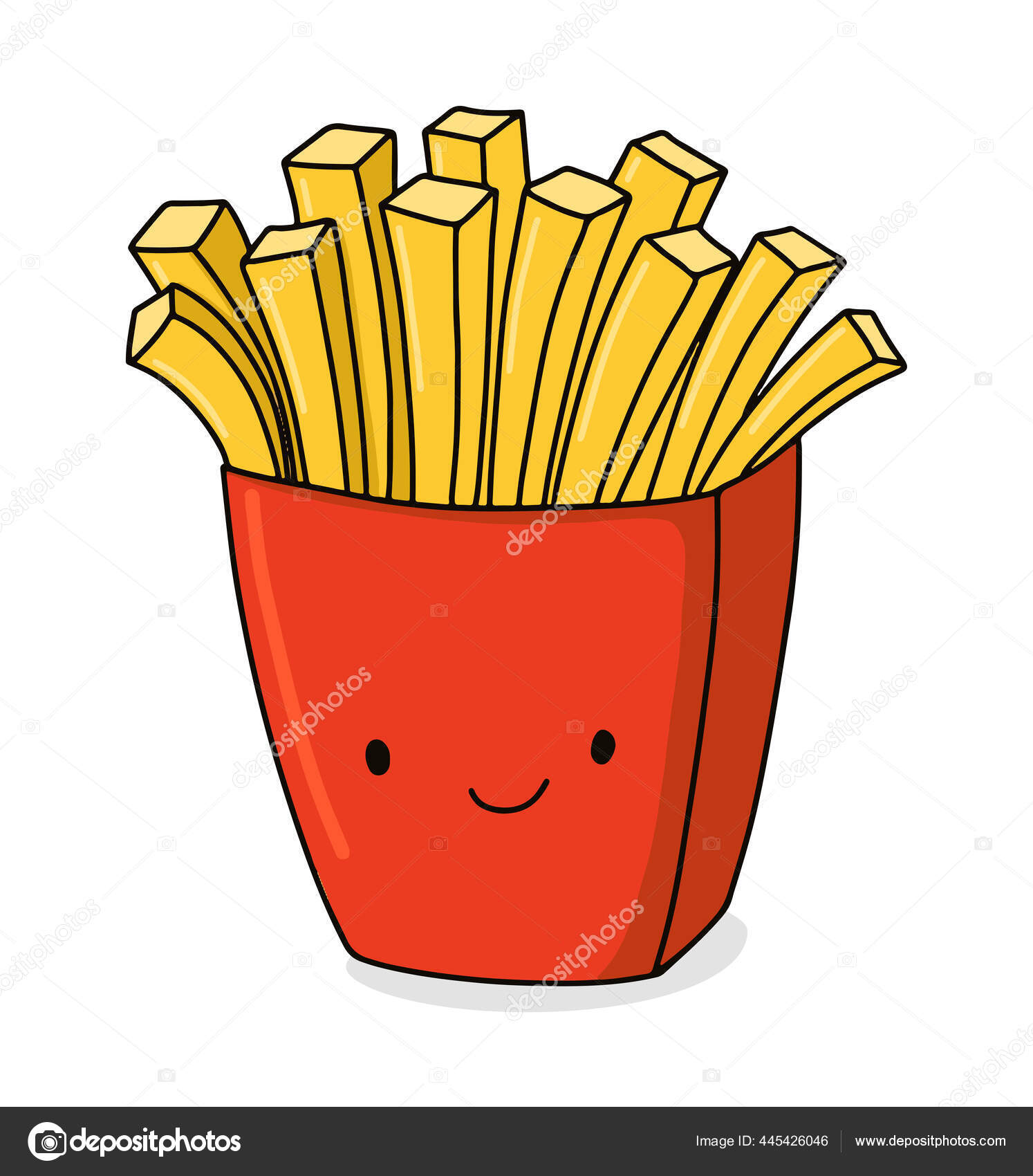 Cute Cartoon Fries Vector Illustration Stock Illustration by ©motonika ...