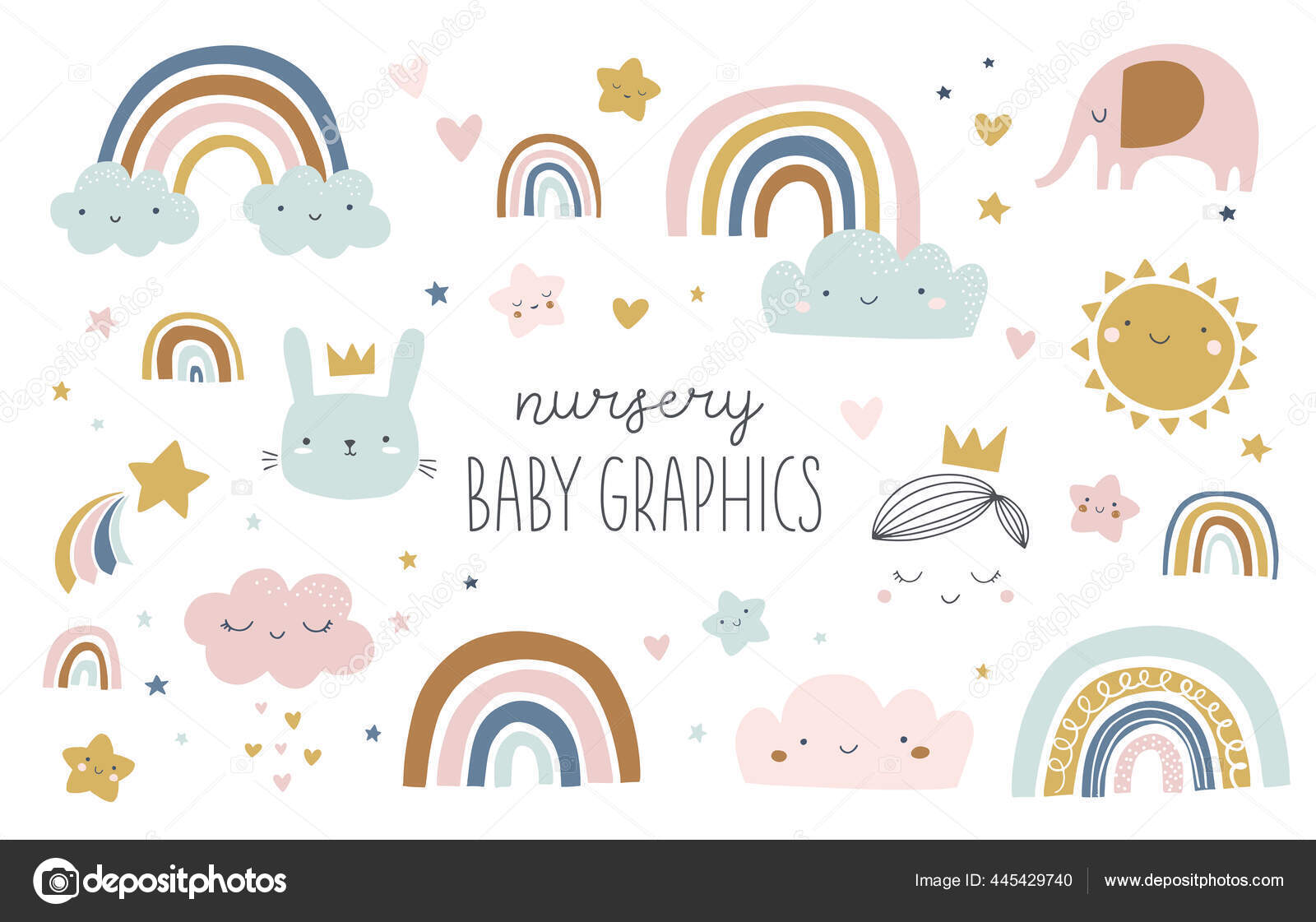 Cute Cartoon Set Baby Graphics Vector Illustration Stock Vector Image ...