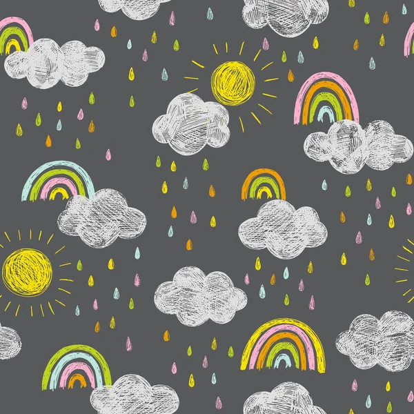 Cute Cartoon Sky Pattern Vector Illustration Stock Illustration by ...