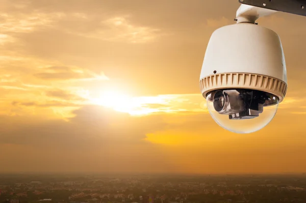 CCTV camera or surveillance with sunset sky background Stock Photo by ...