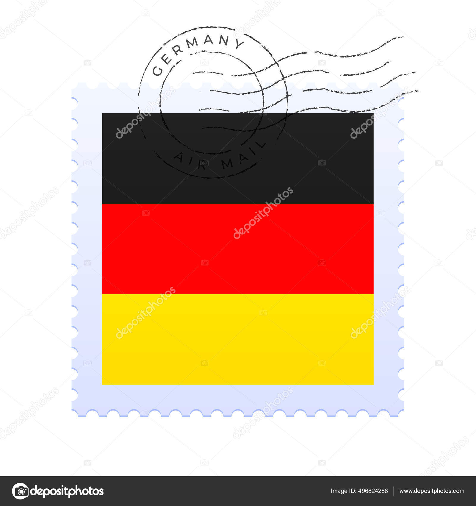 Germany Postage Mark National Flag Postage Stamp Isolated White ...