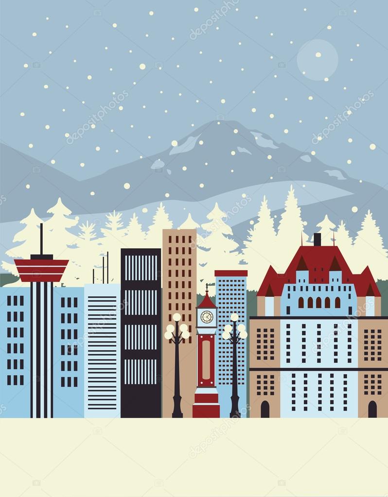 Winter city illustration — Stock Vector © Lagodka #59257347