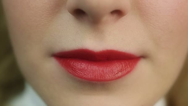 Seductive beautiful female flirting and biting lip. Perfect make-up ...