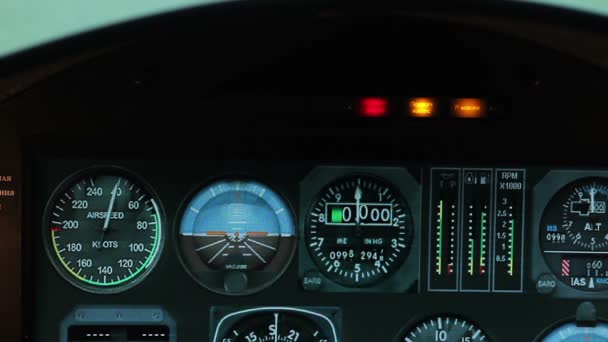 Fire emergency signal blinking on aircraft panel, breakdown during ...