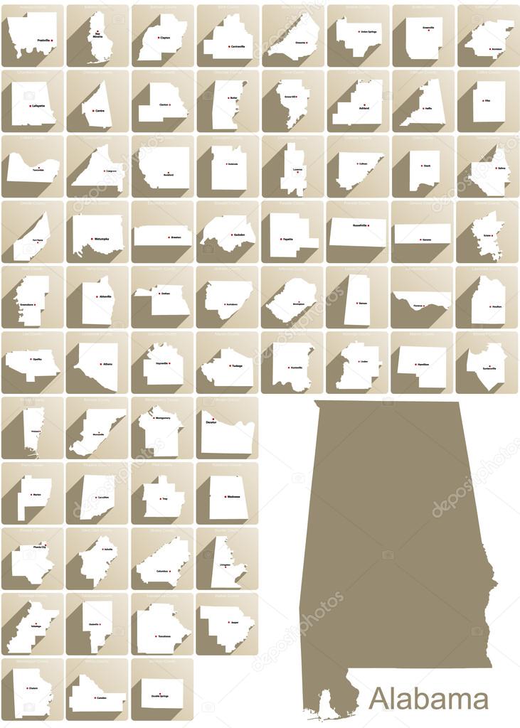 Alabama County Icon Set Stock Vector Image by ©Malachy666 #66622119