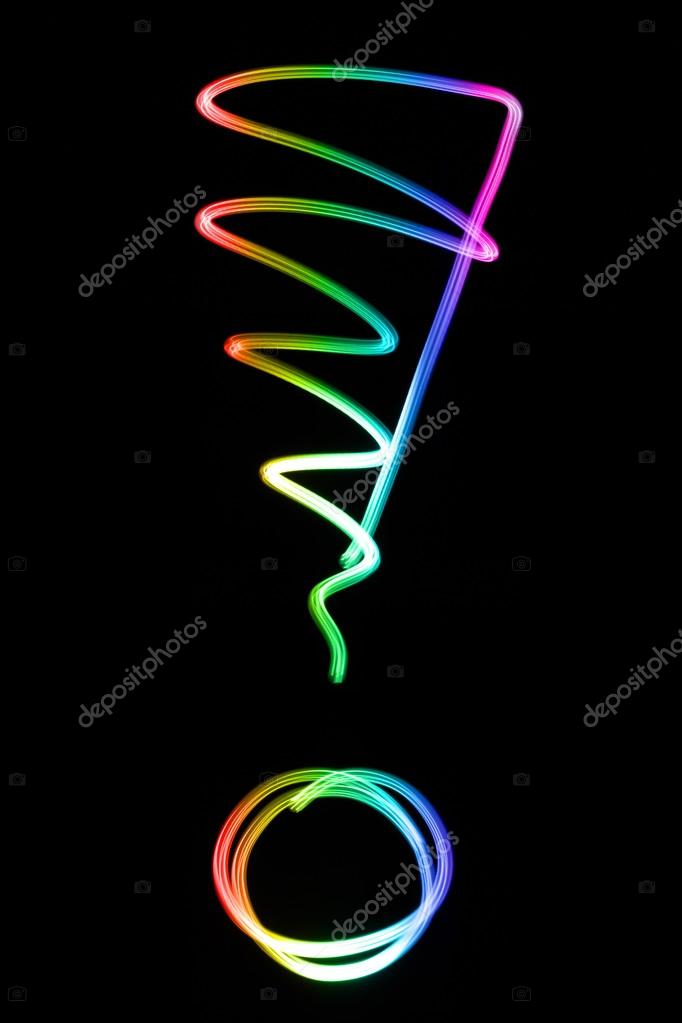 Flourescent exclamation mark in different bright neon colors — Stock ...