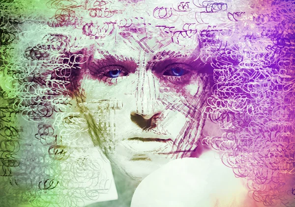 Collage background with woman face - Stock Image - Everypixel