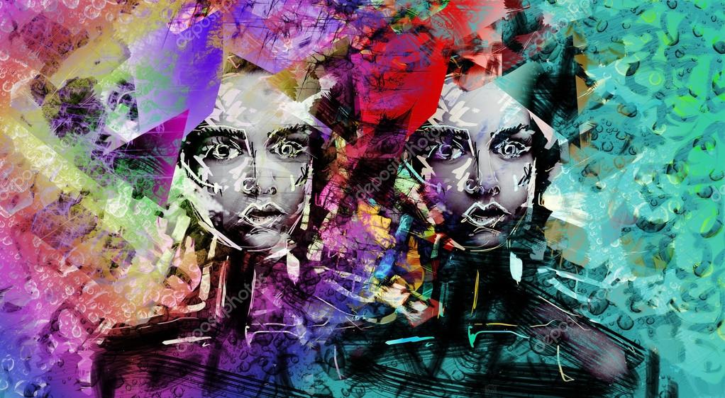 Beautiful cartoon women faces Stock Illustration by ©sandr2002 #85704050