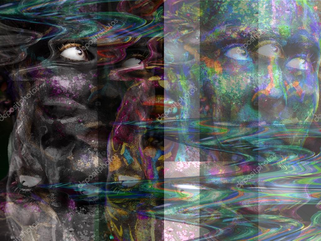 Collage background with woman face Stock Photo by ©sandr2002 85704126