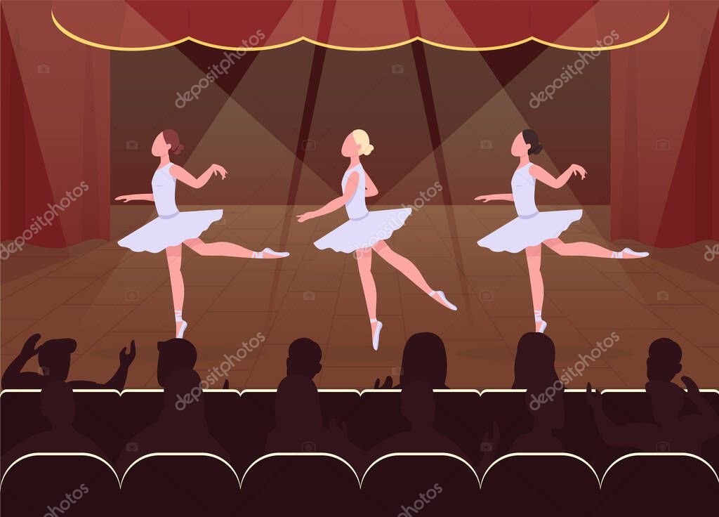 Ballet danza noche plana vector de color ilustración. Hermoso evento de ...
