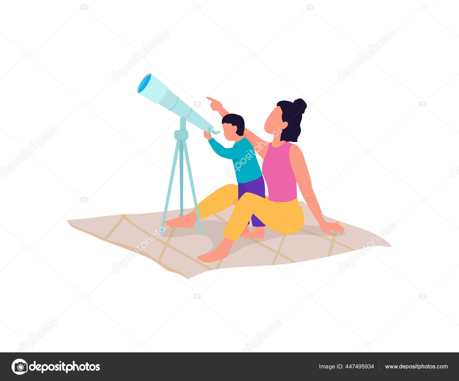 Exploring Kids Flat Color Vector Faceless Character Showing Your ...