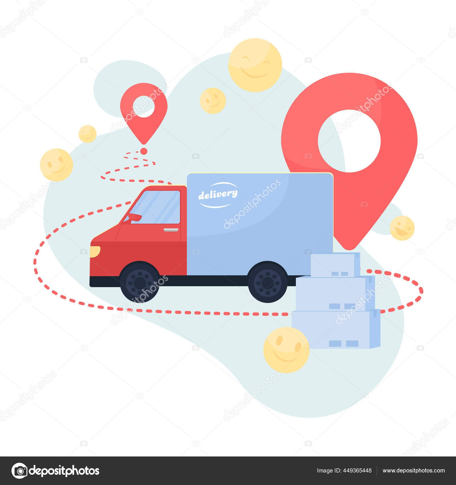 Delivery Truck Flat Concept Vector Illustration Big Lorry Lots Mail ... Delivery Truck Flat Concept Vector Illustration Big Lorry Lots Mail ...