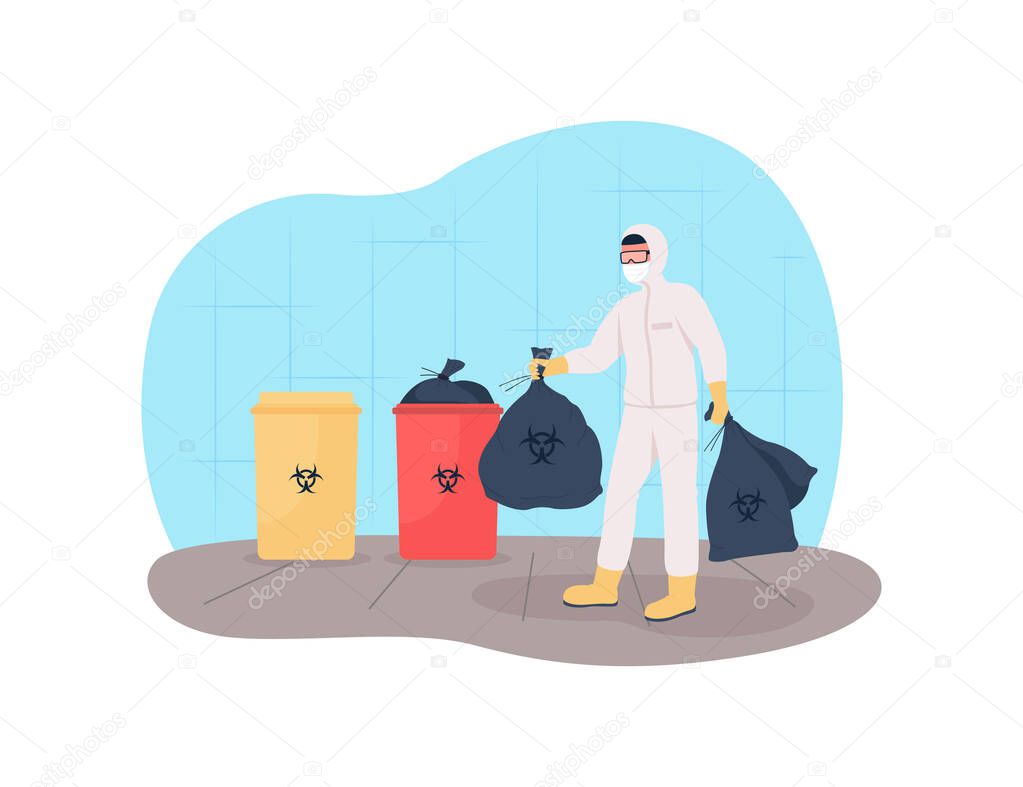 Tira basura médica banner web vectorial 2D, cartel. Deshacerse de las ...