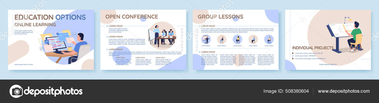 Education Options Flat Vector Brochure Template Flyer Booklet Printable ...