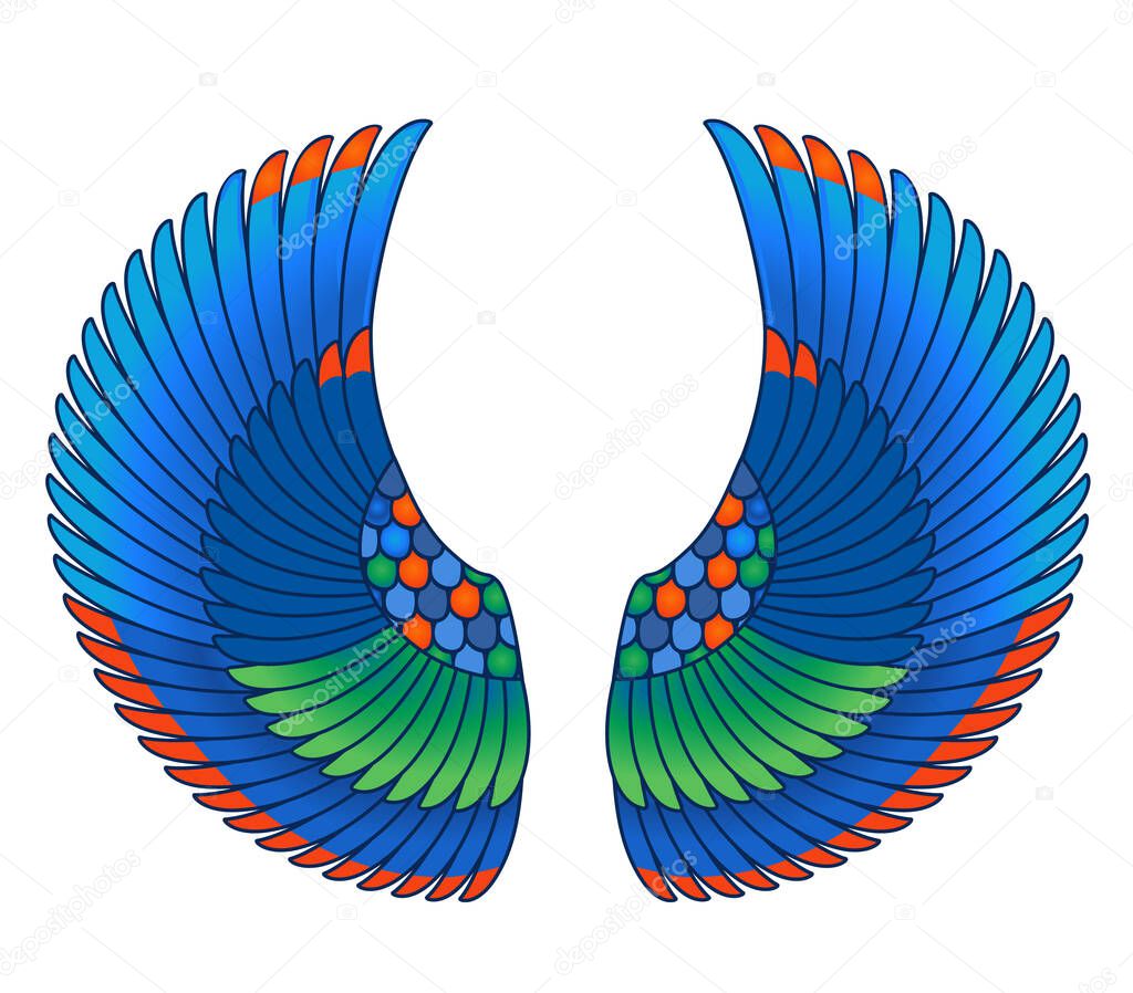 Alas al estilo egipcio. Arte del tatuaje vintage dibujado a mano ...