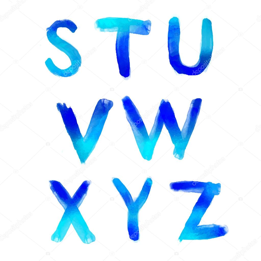 Handwritten watercolor alphabet Stock Illustration by ©vgorbash #80043722