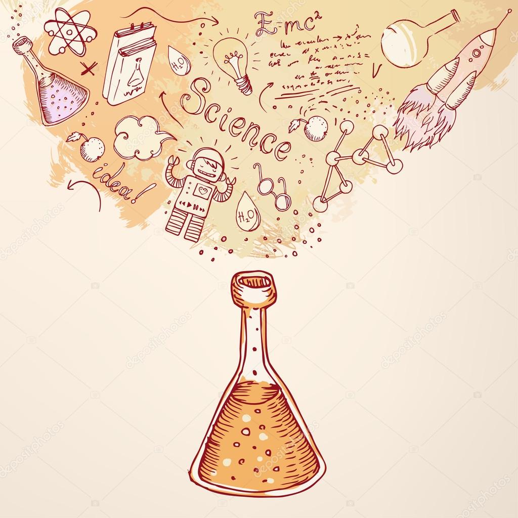 Science learning symbols from bulb. — Stock Vector © vgorbash #80391208