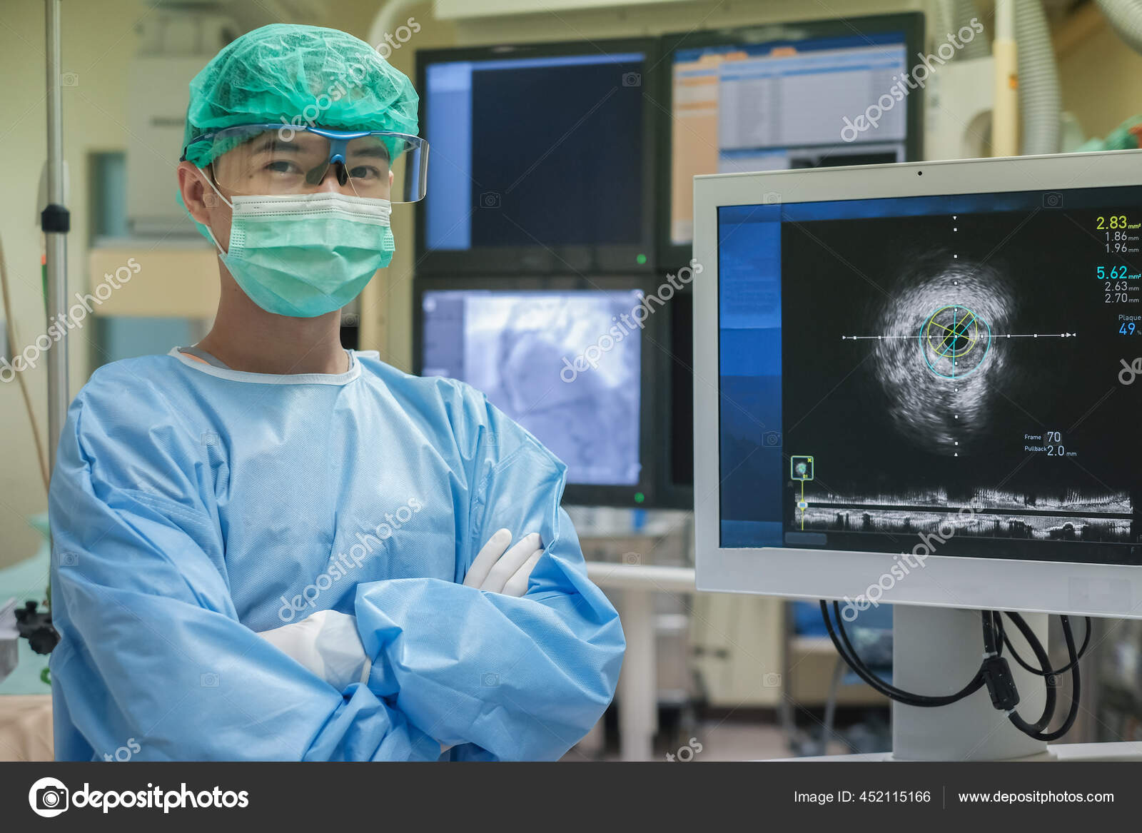 Doctor Working Intravascular Ultrasound Imaging Ivus Cardiac
