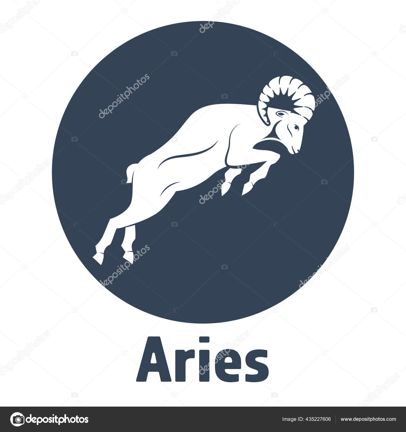 Ram Profile Large Horn Circle Side View Zodiac Astrology Symbol Stock ...