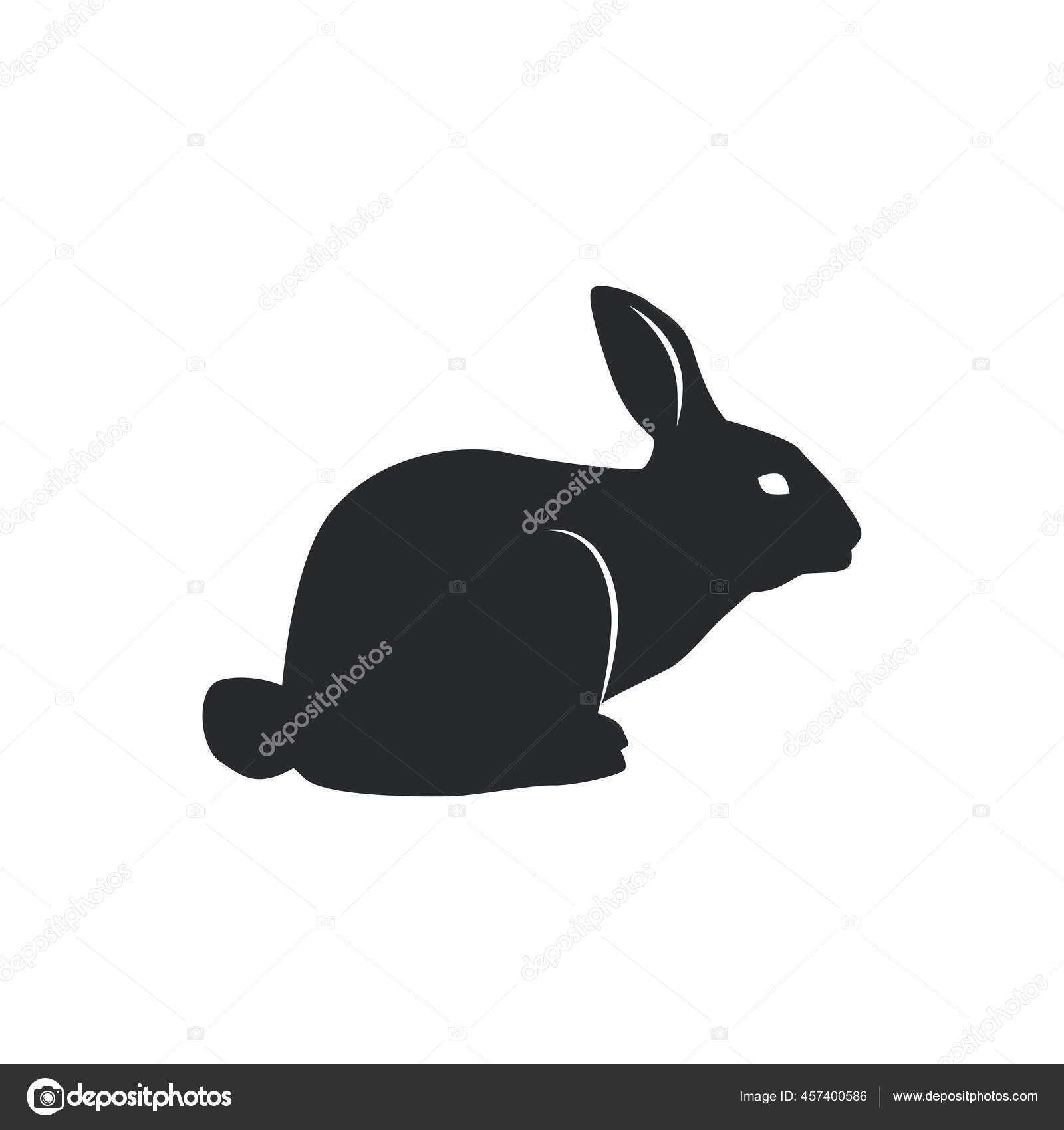 Realistic vector rabbit silhouette isolated on white background.. Stock ...