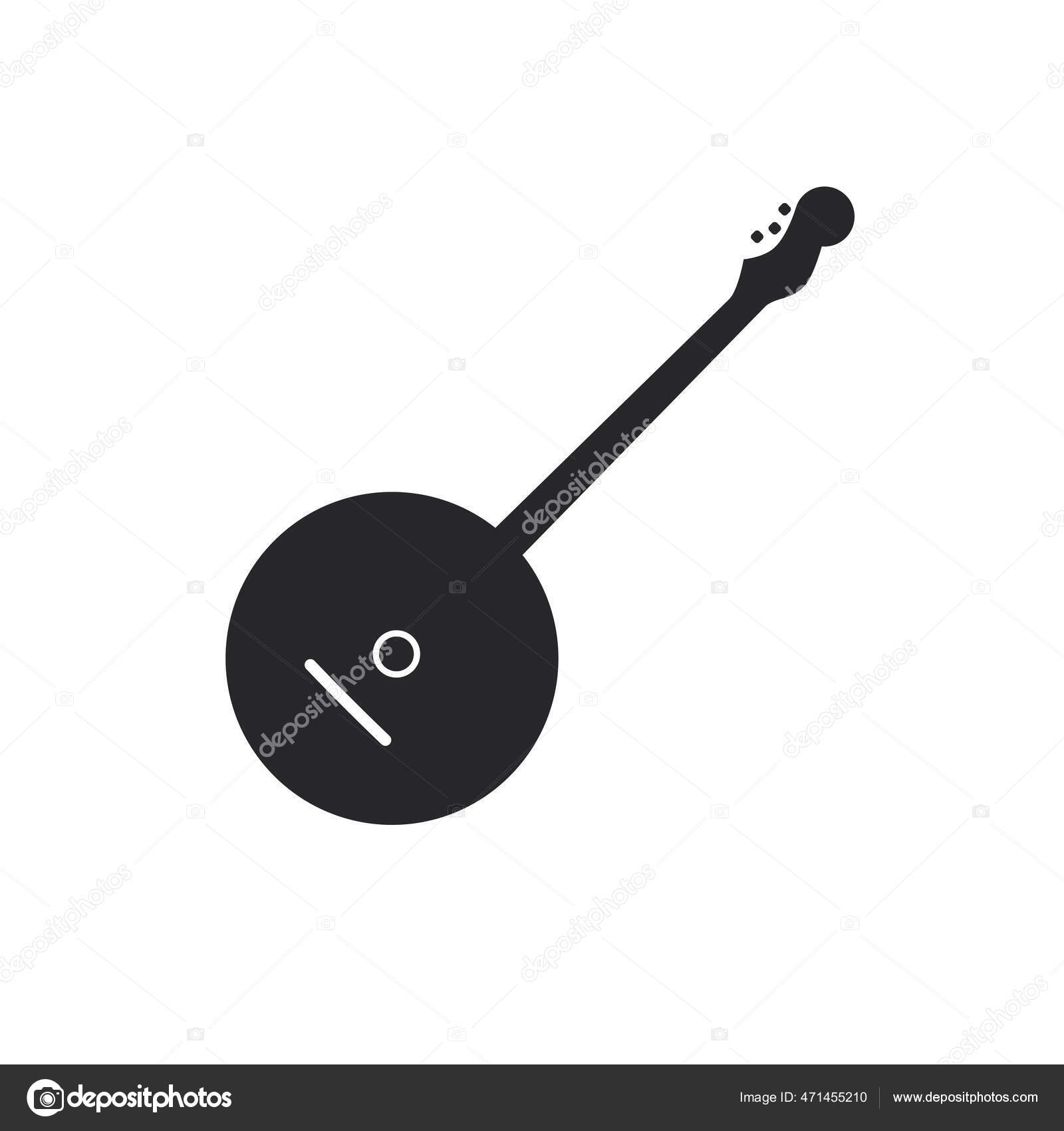 Black Filled Banjo Musical Strings Instrument Icon Mandolin Isolated Transparent Stock Vector by ...