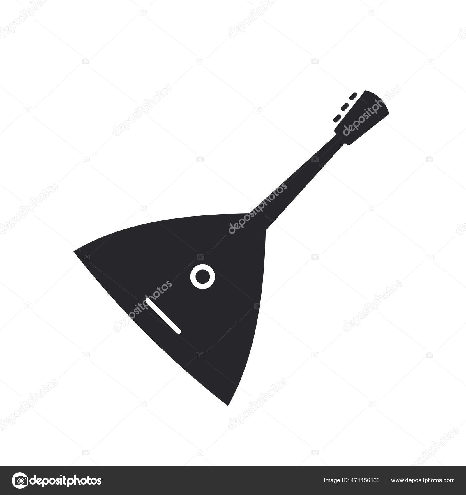 Black filled Balalaika with triagular body. Musical strings instrument ...