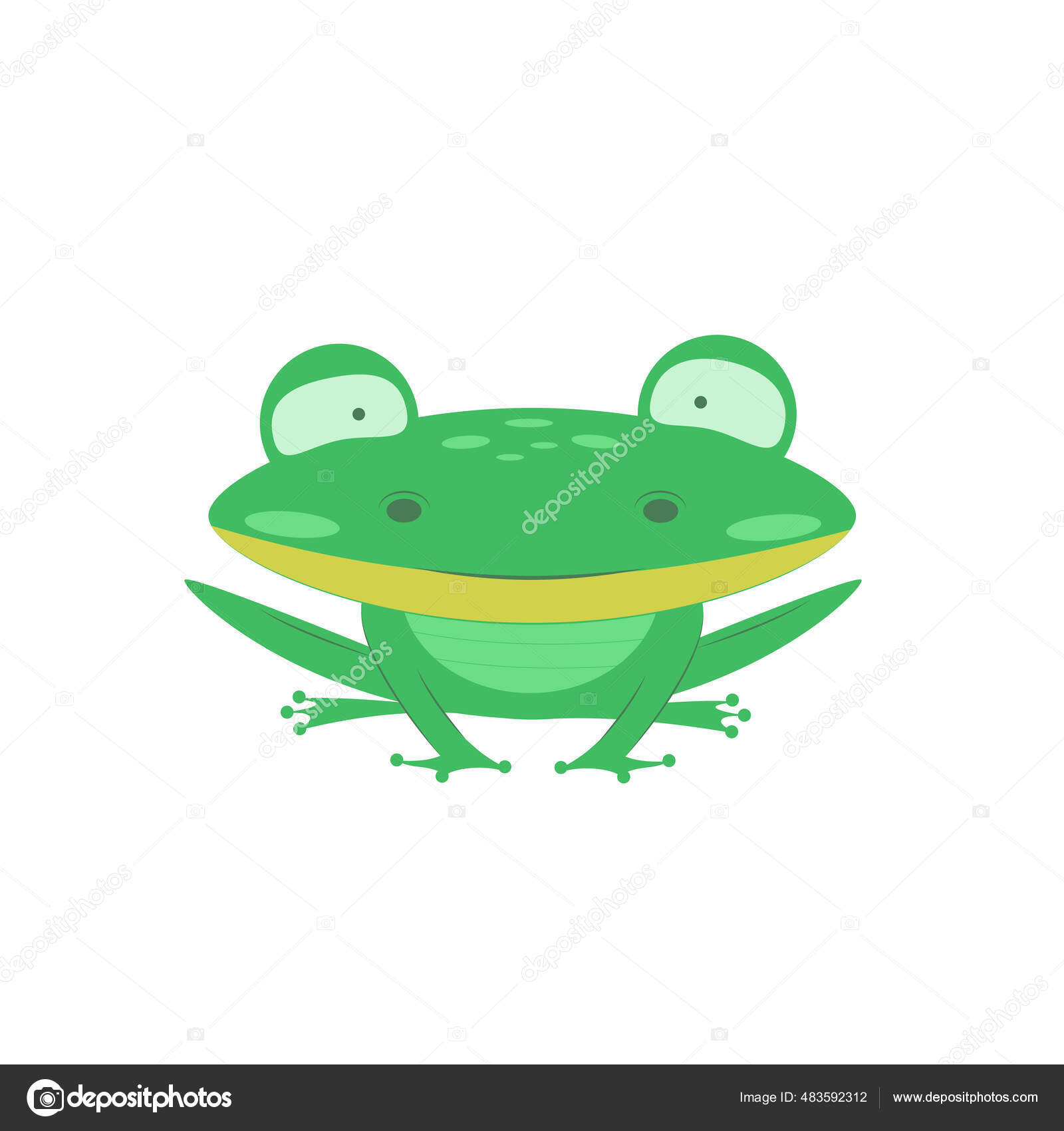 Cute Cartoon Frog Isolated White Transparent Background Vector Flat ...