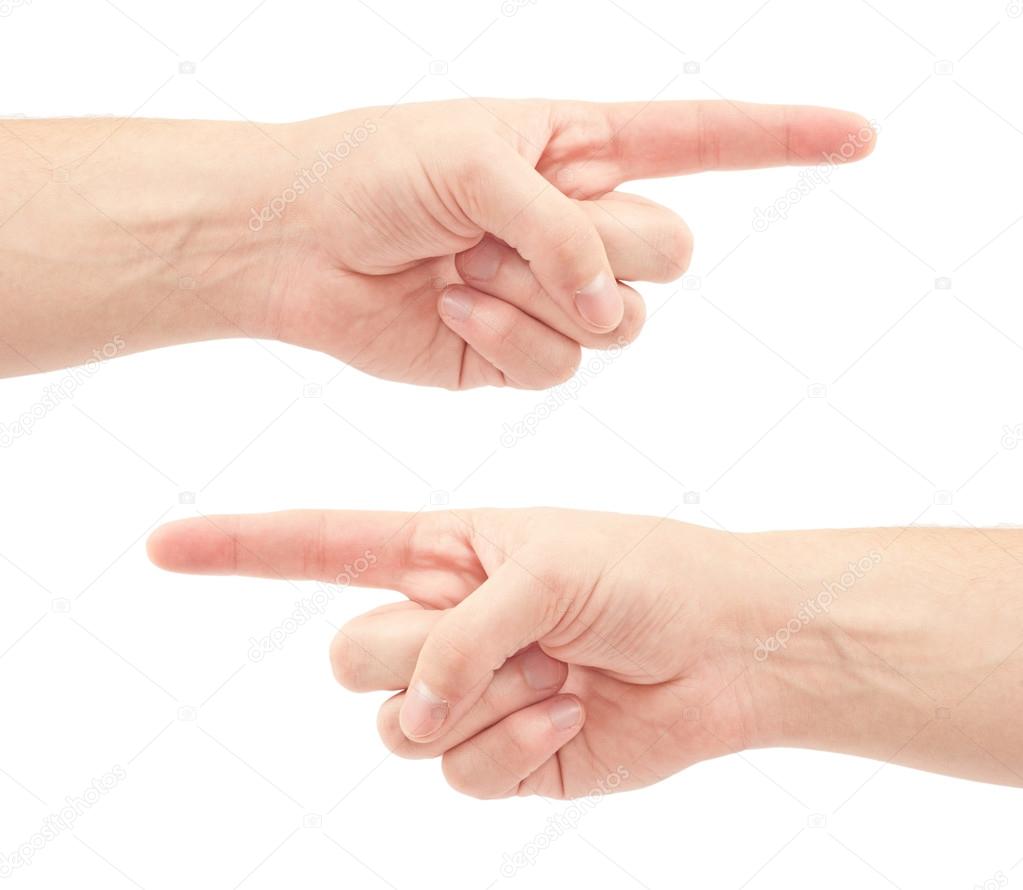 Pointing hand isolated on white Stock Photo by ©HorenkO 74543405