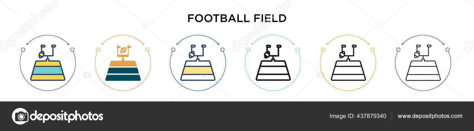 Football Field Icon Filled Thin Line Outline Stroke Style Vector Stock ...