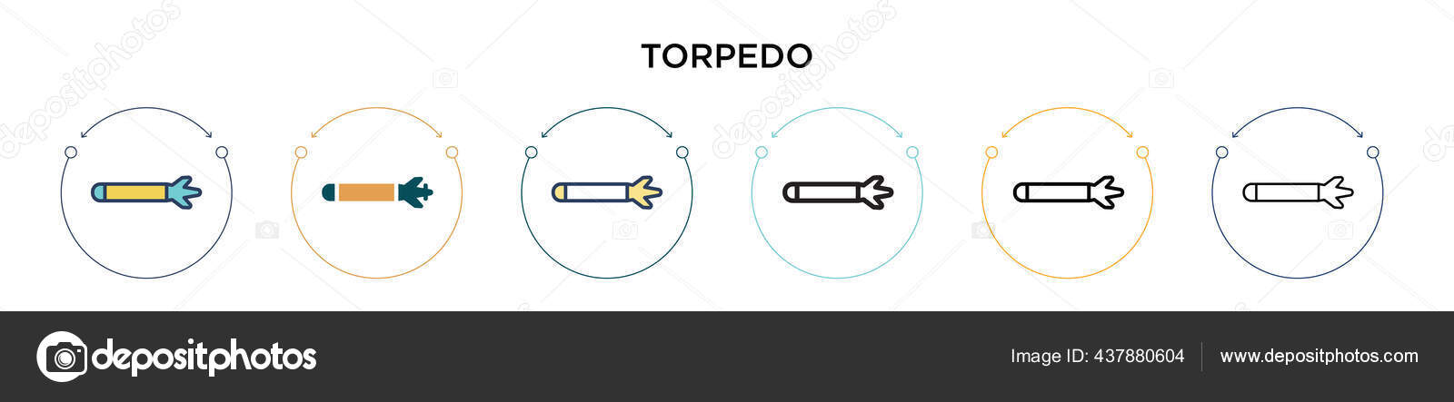 Torpedo Icon Filled Thin Line Outline Stroke Style Vector Illustration ...