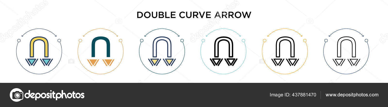 Double Curve Arrow Icon Filled Thin Line Outline Stroke Style Stock ...