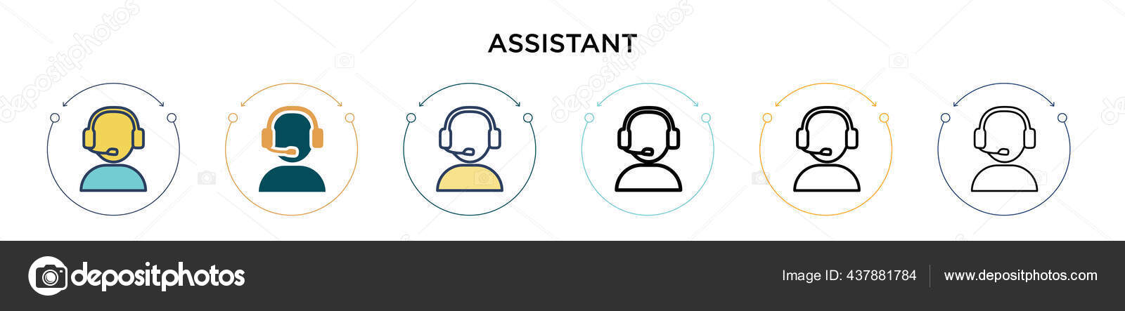 Assistant Icon Filled Thin Line Outline Stroke Style Vector ...