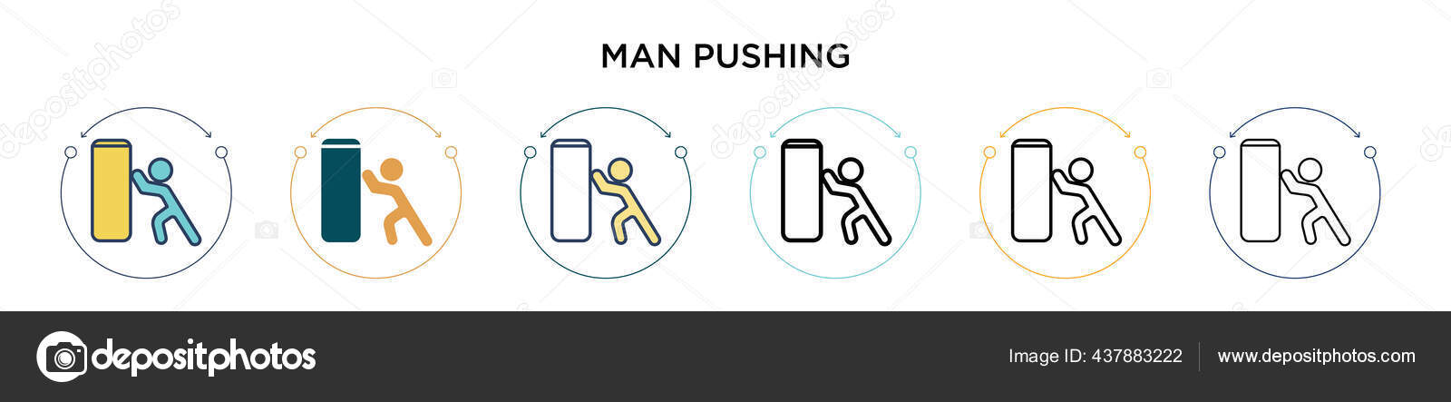 Man Pushing Icon Filled Thin Line Outline Stroke Style Vector Stock ...