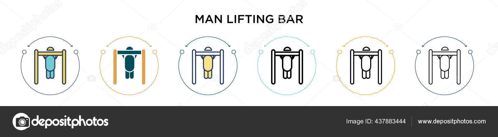 Man Lifting Bar Icon Filled Thin Line Outline Stroke Style Stock Vector ...