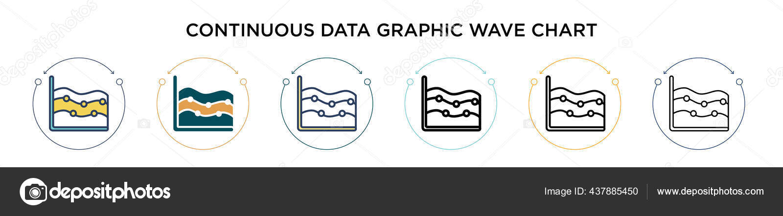 Continuous Data Graphic Wave Chart Icon Filled Thin Line Outline Stock Vector Image by ©Digital ...