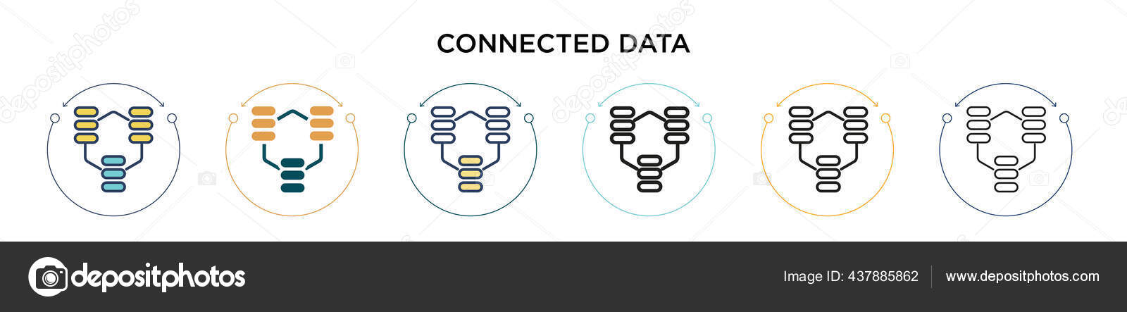Connected Data Icon Filled Thin Line Outline Stroke Style Vector Stock ...