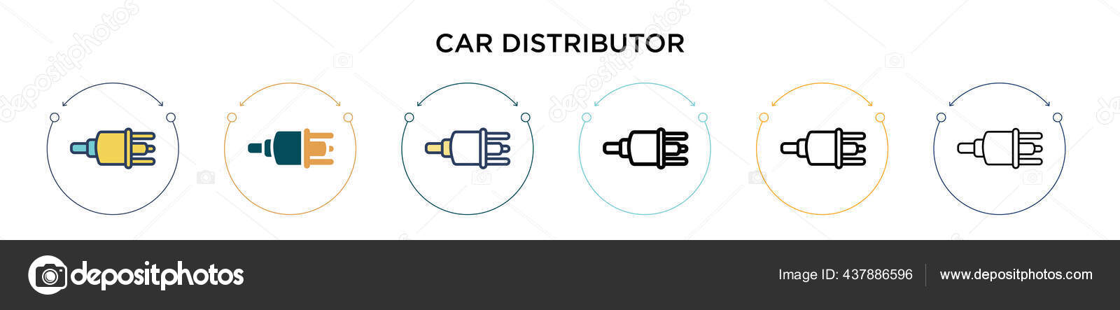 Car Distributor Icon Filled Thin Line Outline Stroke Style Vector Stock ...