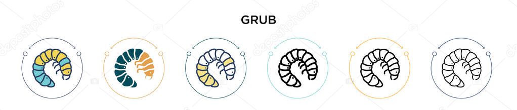 Icono de Grub en línea llena, delgada, contorno y estilo de trazo ...