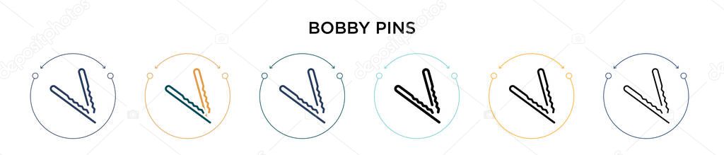 Bobby pins icono en línea llena, delgada, contorno y estilo de trazo ...