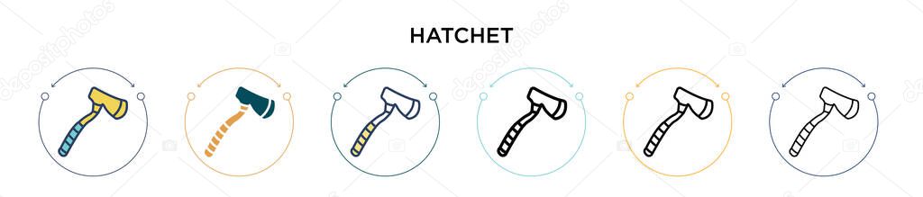 Icono de hacha en línea llena, delgada, contorno y estilo de trazo ...