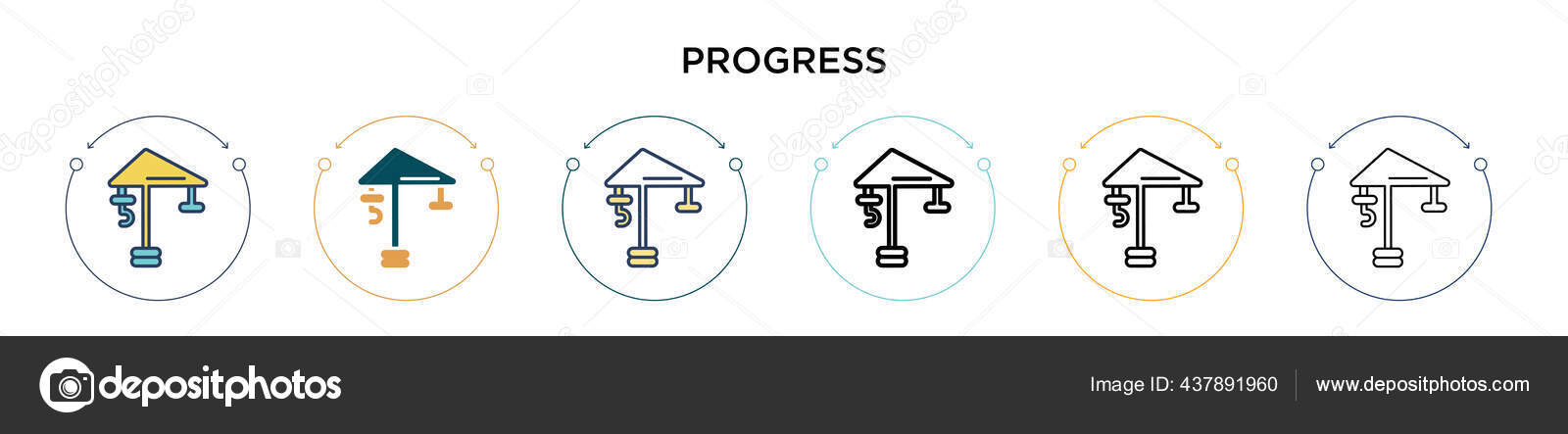 Progress Icon Filled Thin Line Outline Stroke Style Vector Illustration ...